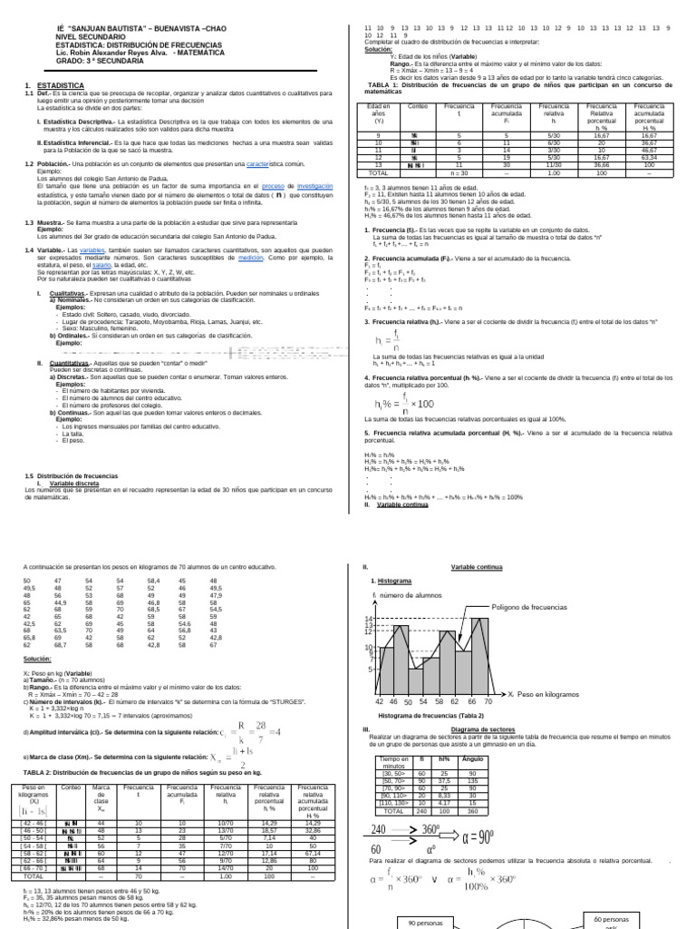 Estadistica Descriptiva - Separata | PDF | Mediana | Estadísticas