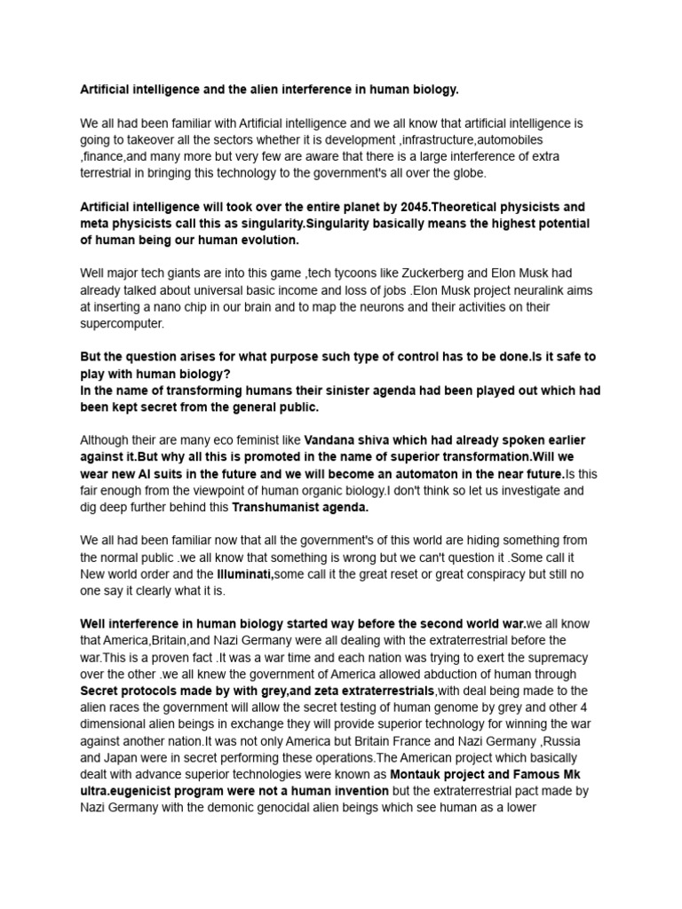 Artifical Intelligence and It's Interference in Human Biology | PDF ...
