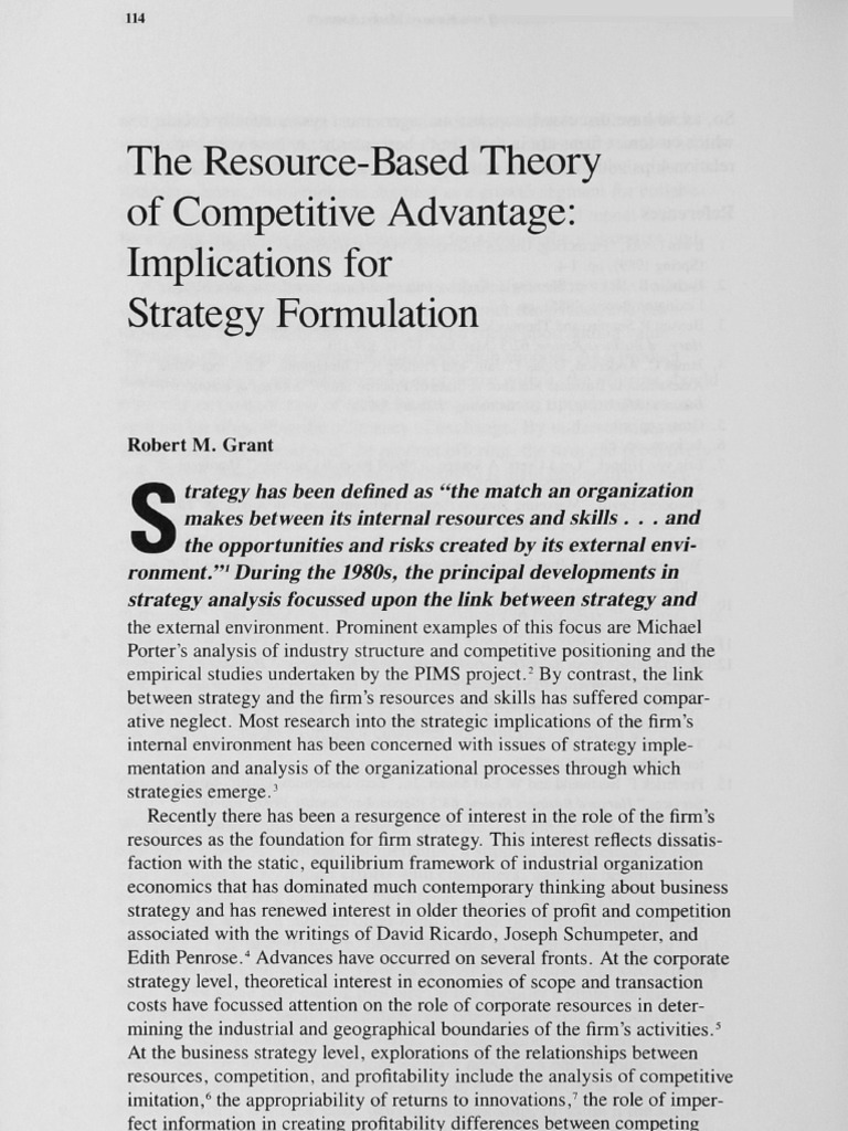 The Resource-Based Theory of Competitive Advantage | PDF | Market Power ...