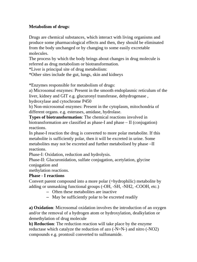 Drug Metabolism | PDF | Drug Metabolism | Biochemistry