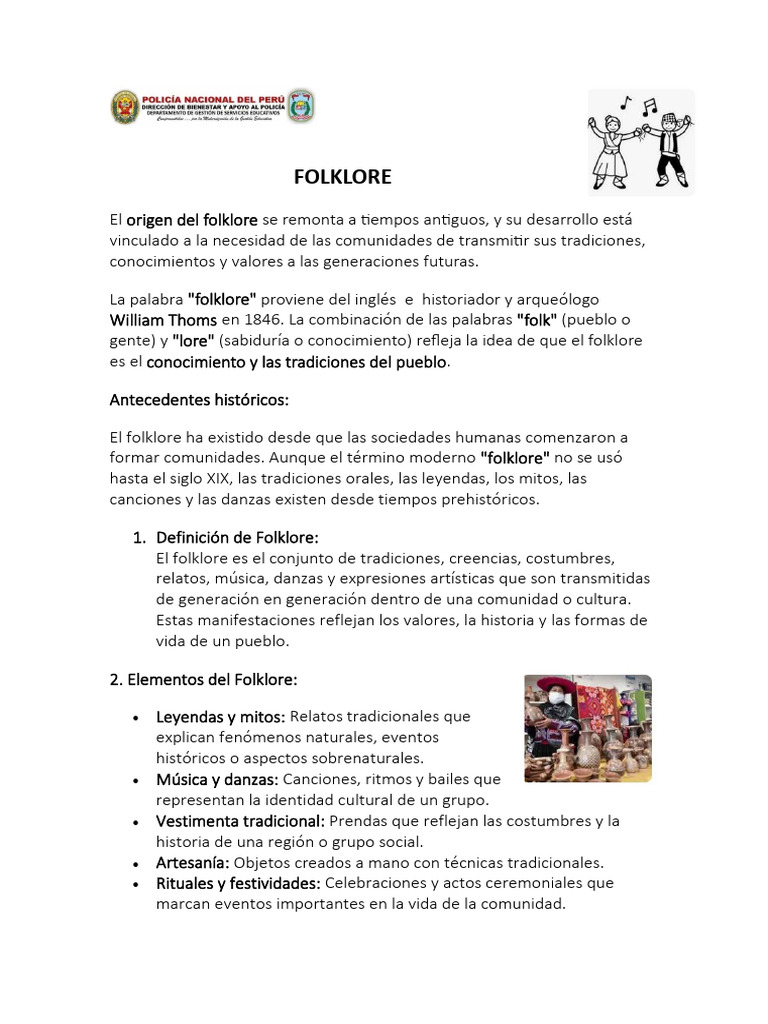 Definición y elementos del folklore | PDF | Folklore | Tradiciones