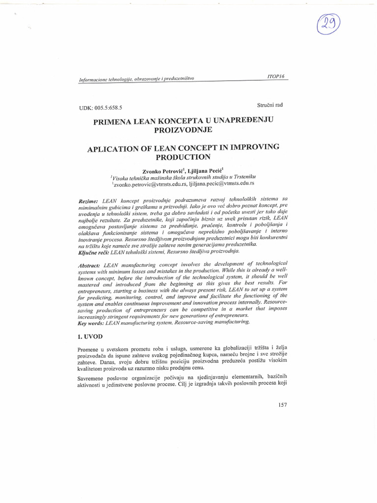 Primena LEAN Koncepta U Unapređenju Proizvodnje | PDF