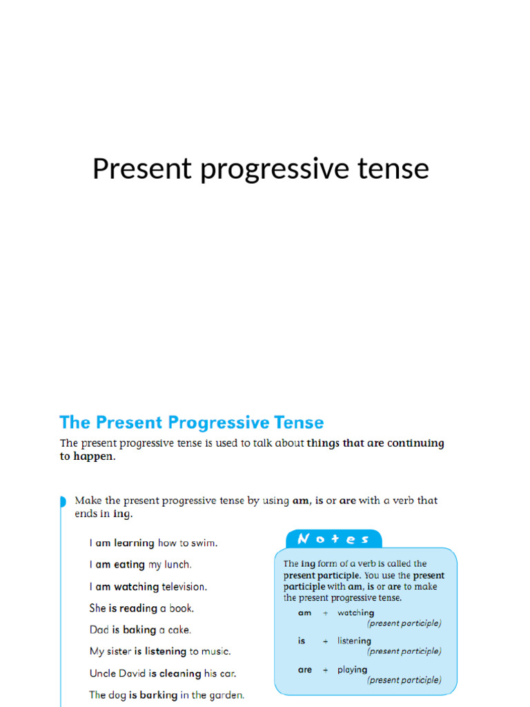 Present Progressive Tense | PDF | Verb | Linguistics