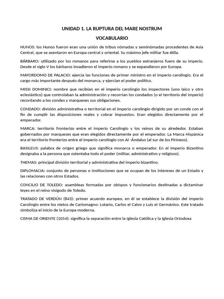 Vocabulario Unidad 1 | PDF