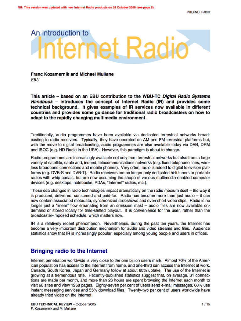 An Introduction To Internet Radio - Trev - 304-Webcasting | PDF