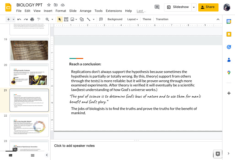 BIOLOGY PPT - Google Slides | PDF | Hypothesis | Theory