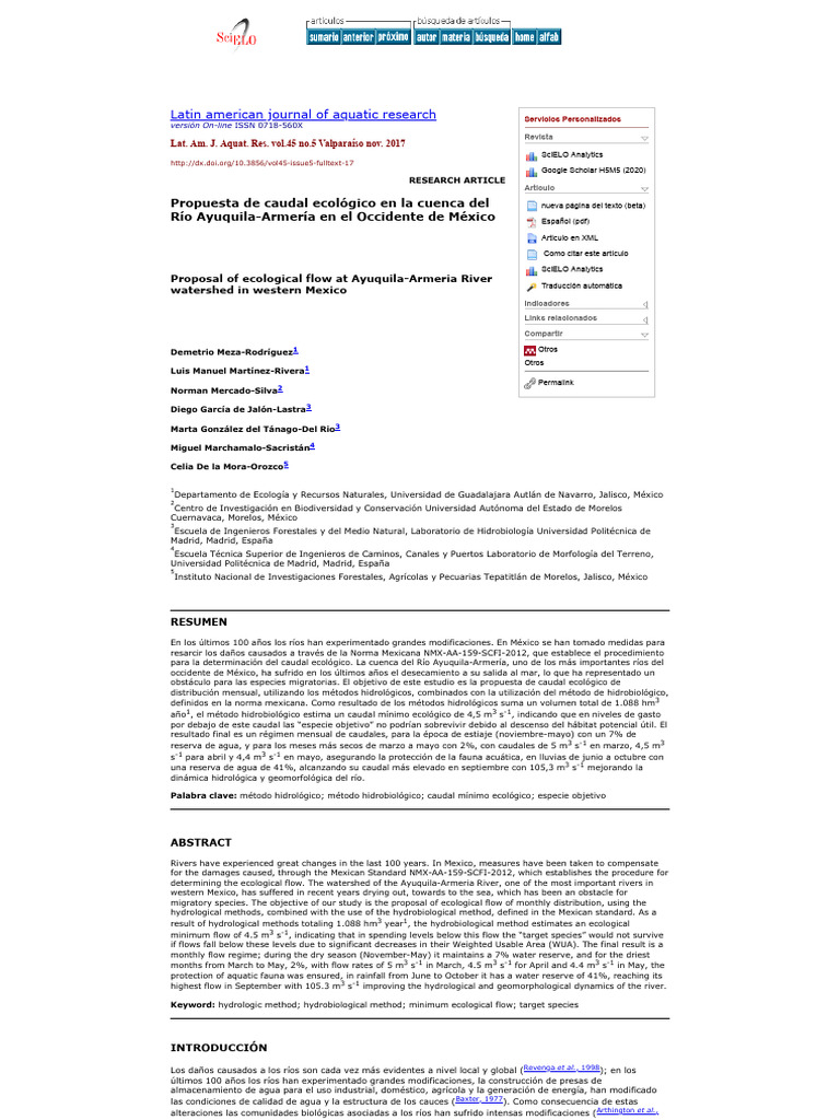 Caudal Ecologico Metodos Regimen | PDF | Río | Agua