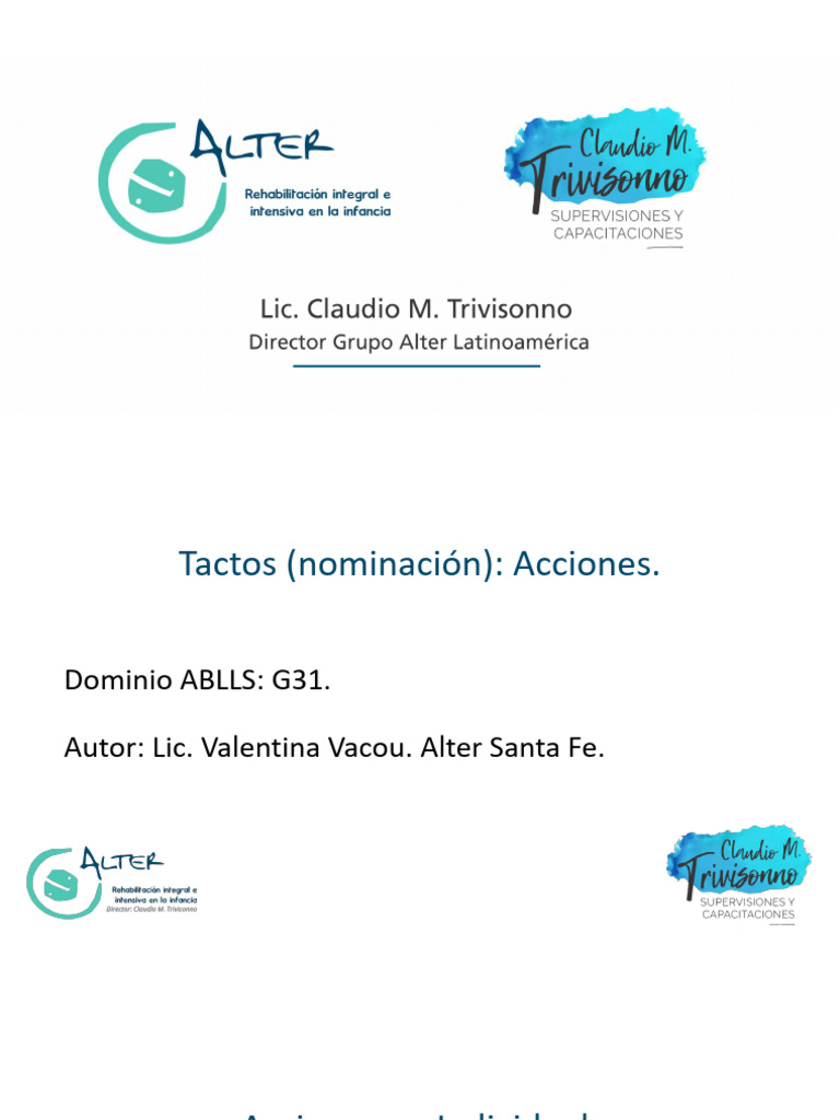 Tactos en Acciones: ABLLS G31 | PDF