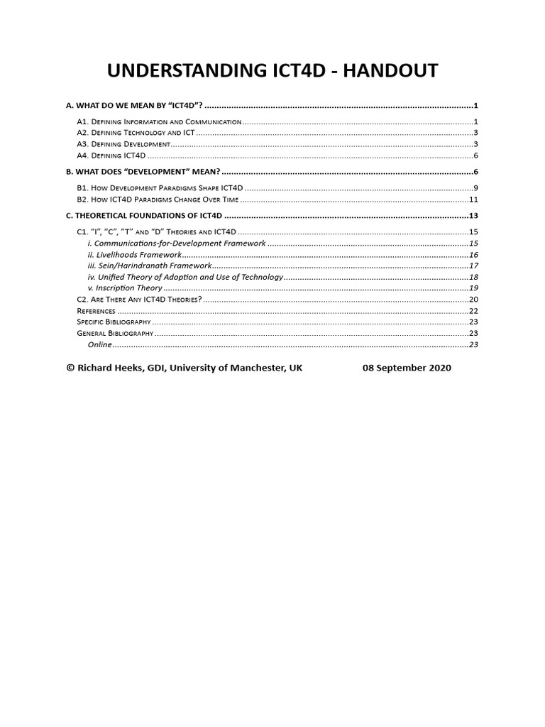 Understanding ICT4D HndOut 1 | PDF | Sustainability | Sustainable ...