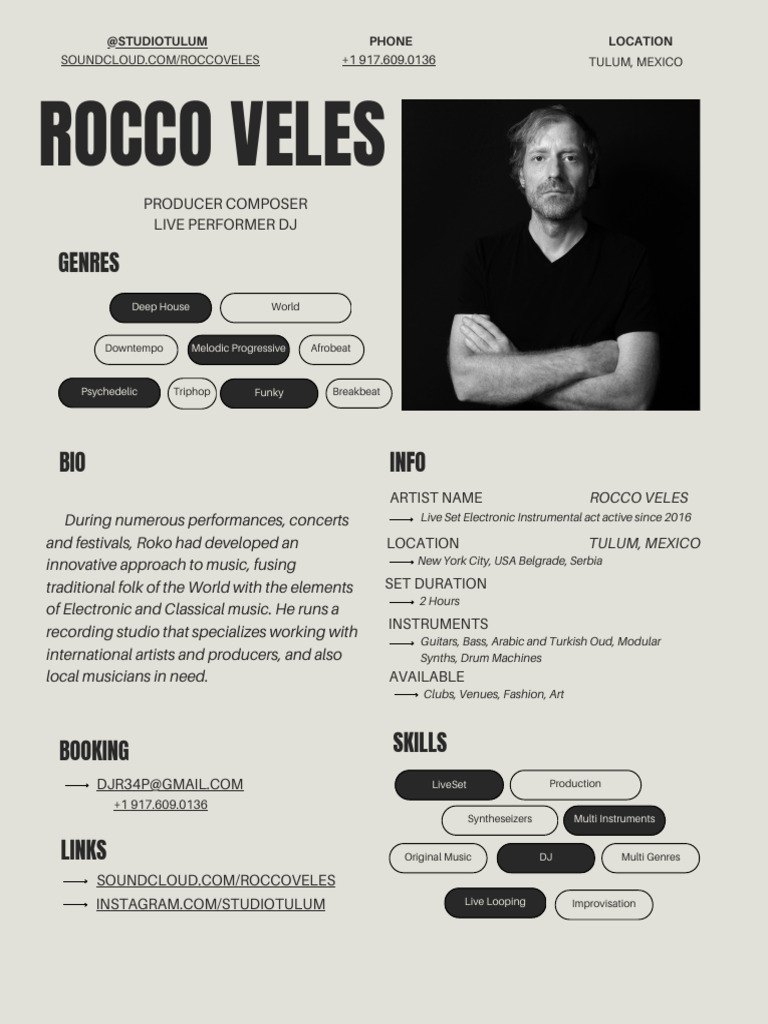 Rocco Veles: Multi-Genre DJ & Producer | PDF | Art