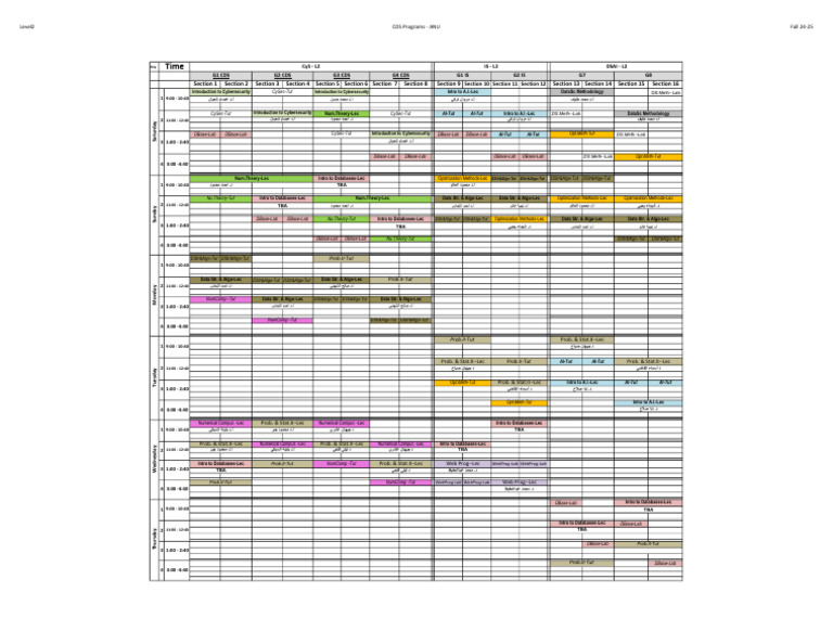 CDS L2 TimeTable Fall24 25 | PDF
