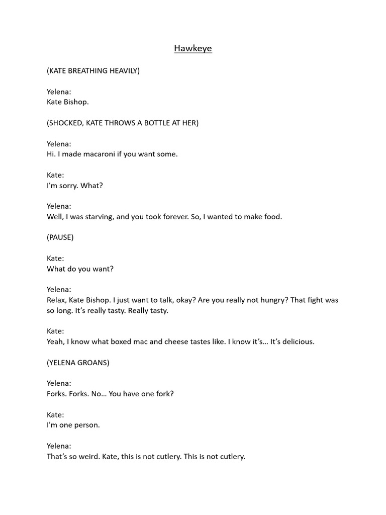 Hawkeye Script | PDF