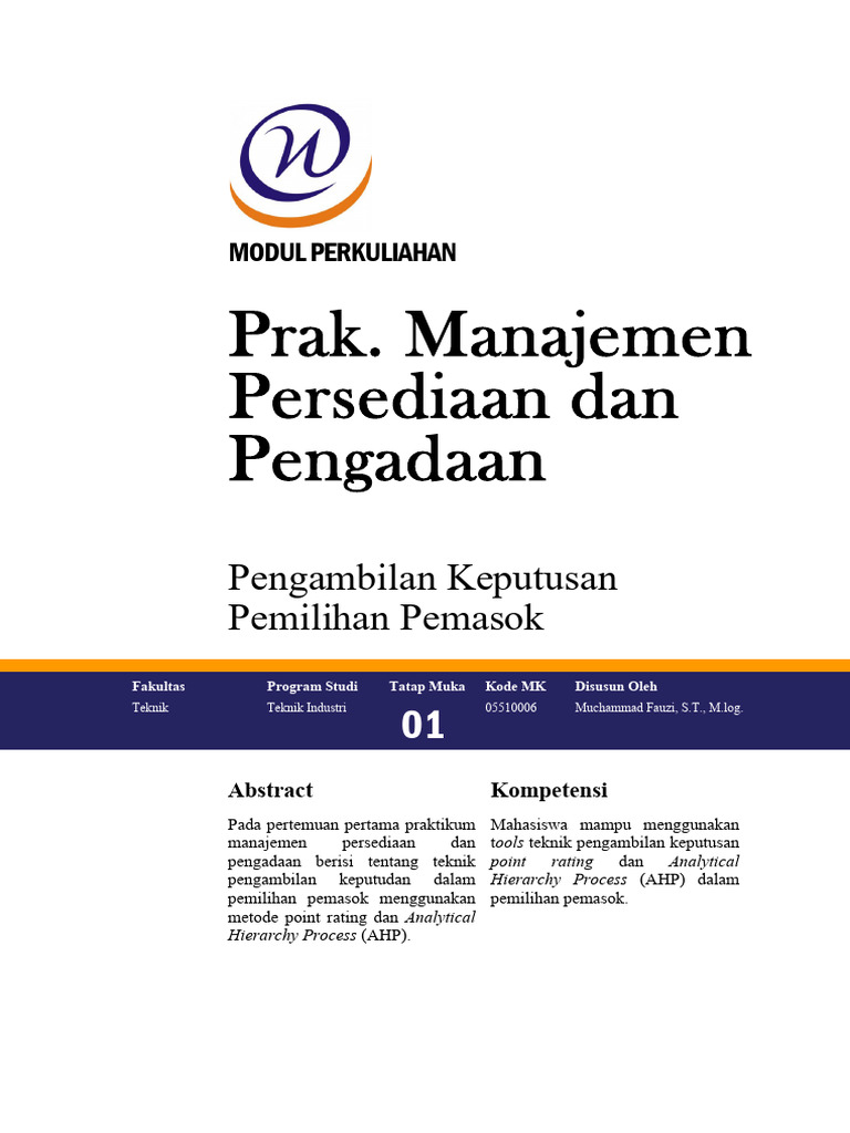 Modul MPP - 1 - Pengambilan Keputusan Dan Klasifikasi Inventory | PDF