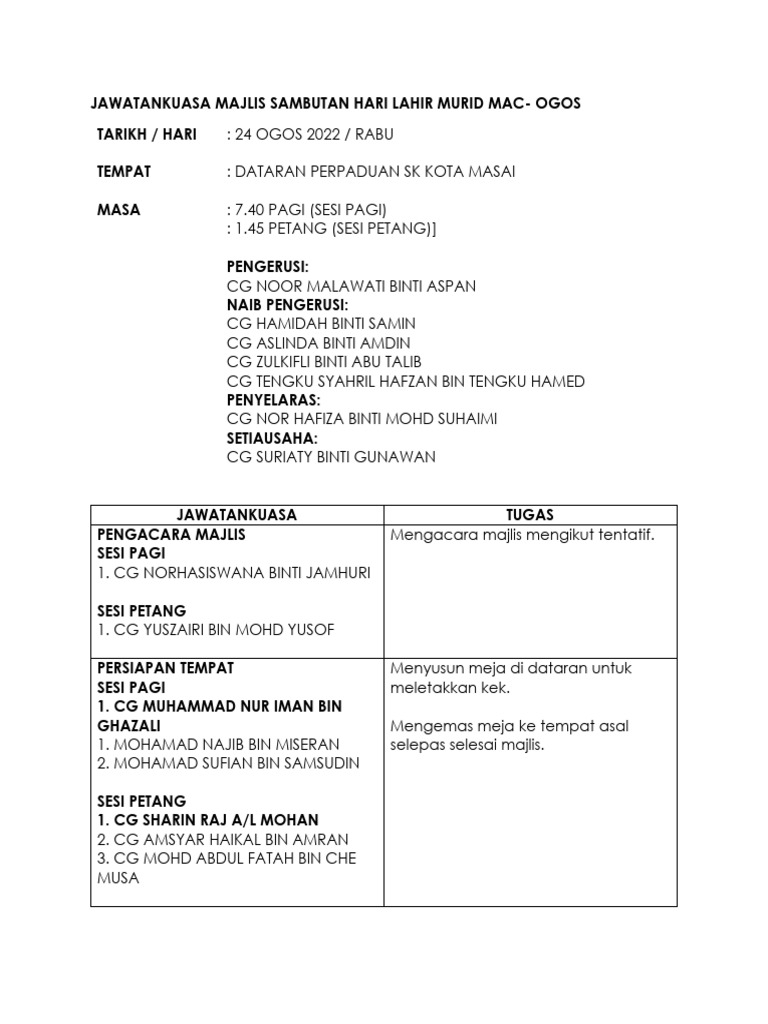 Ajk Sambutan Hari Lahir | PDF