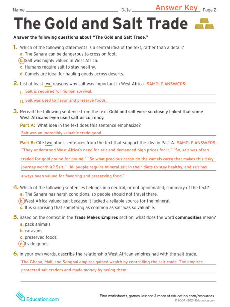 Answer The Gold and Salt Trade | PDF | History