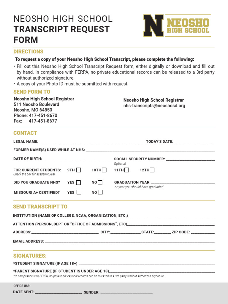Nhs Transcript Request Form Interactive | PDF | Authentication