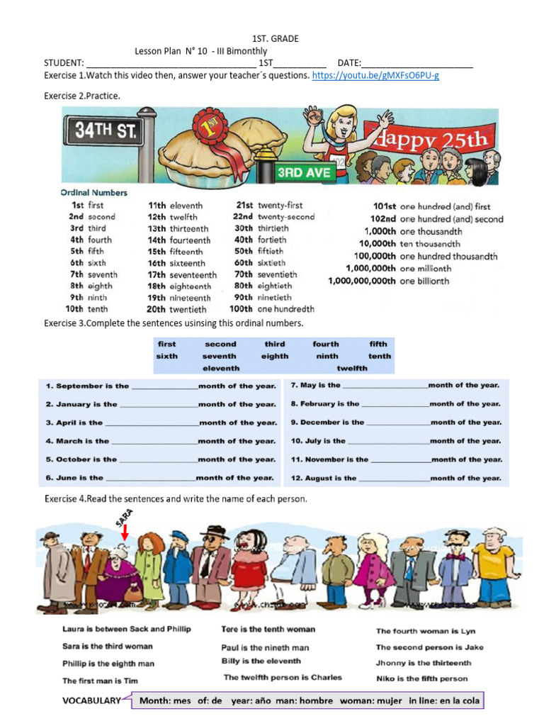WORKSHEET N°10 Ordinal Numbers Oct 9th | PDF