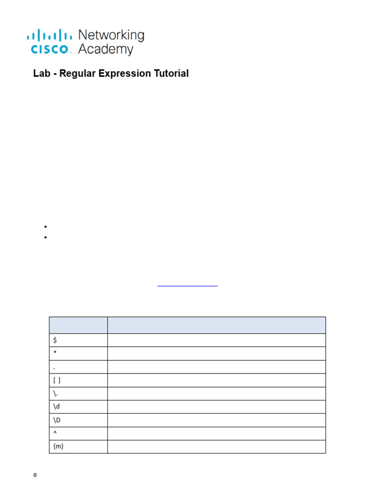 Regex Tutorial Lab Guide | PDF | Regular Expression | Software