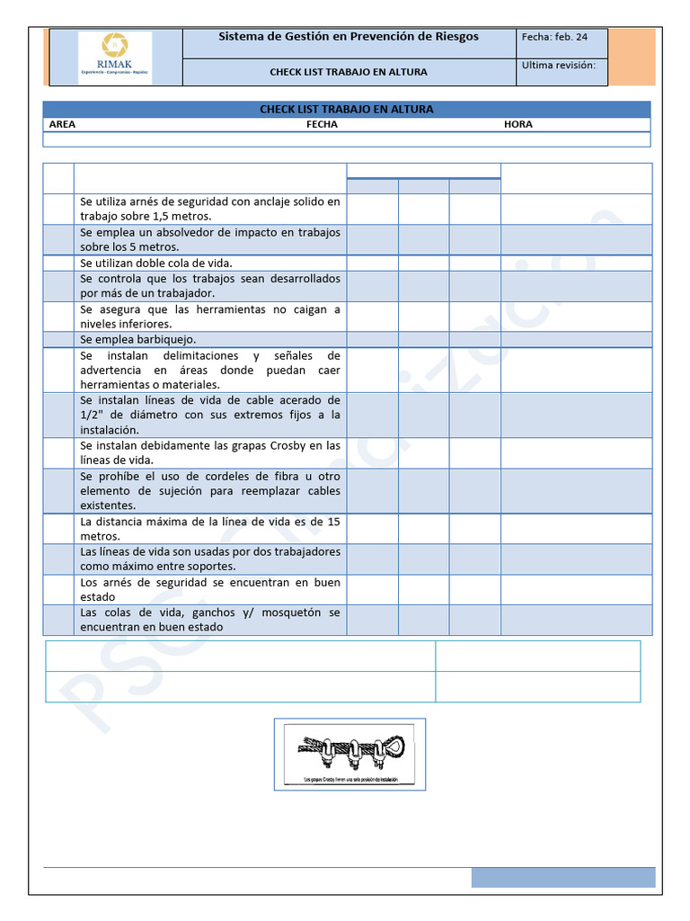 Check List para Trabajo en Altura | PDF