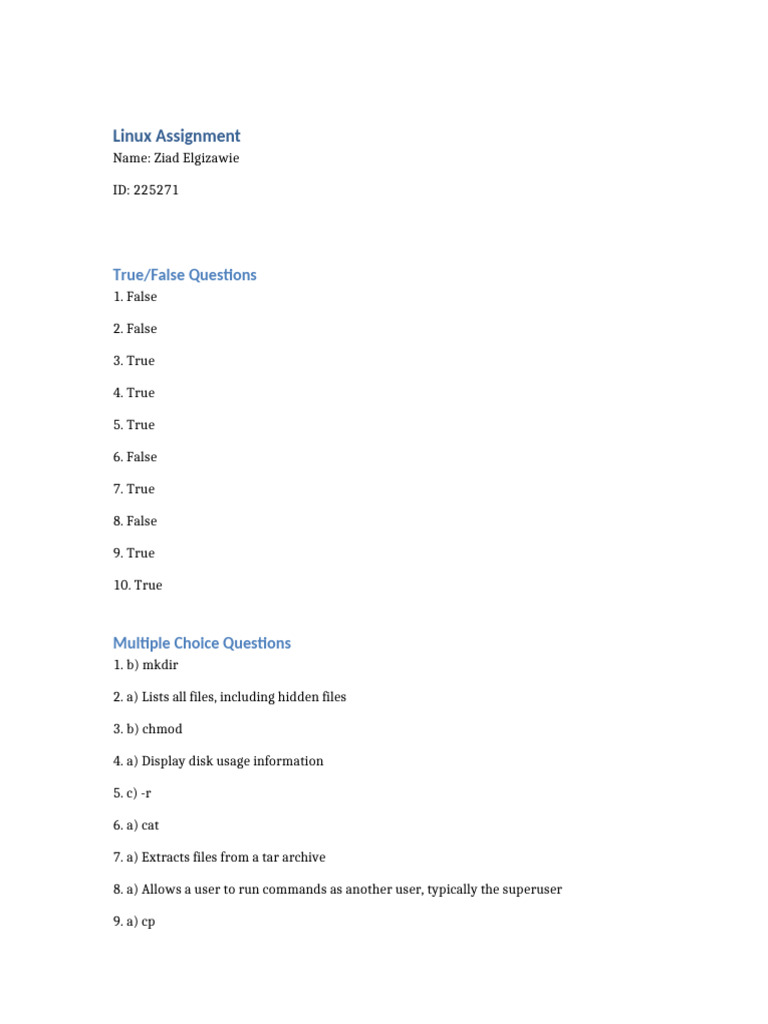 Linux Assignment Ziad Elgizawie 225271 | PDF