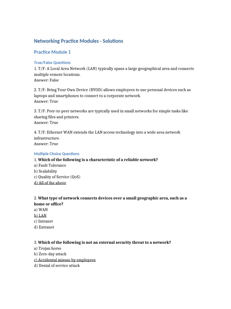 Networking Practice Modules Solutions Numbered | PDF | Computer Network | Local Area Network
