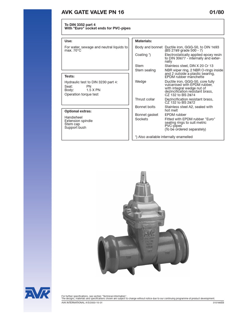 01-80 ES 310180EB Oct 2003 | PDF | Valve | Building Materials