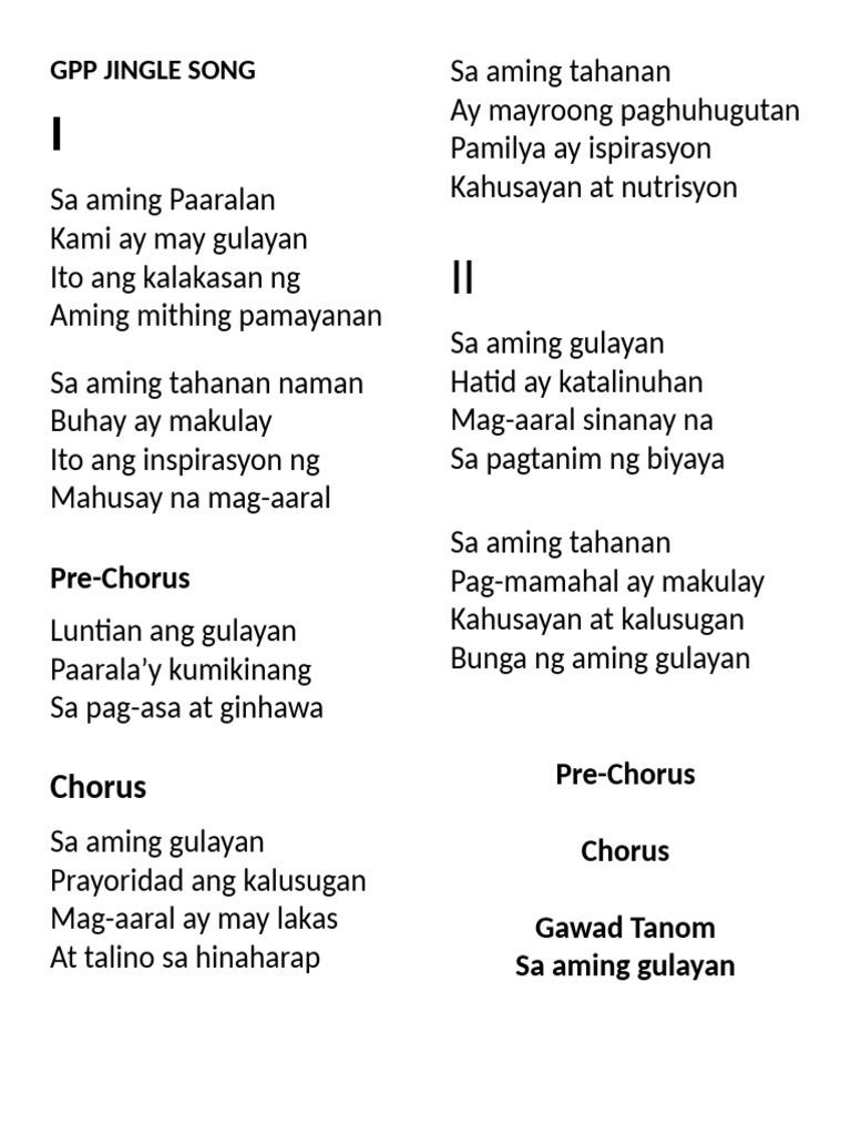 GPP Jingle Song | PDF