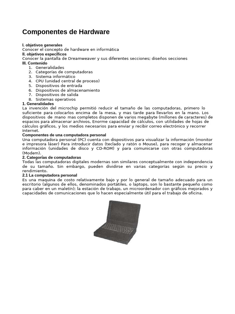 Componentes Esenciales de Hardware PC | PDF | Hardware de la ...