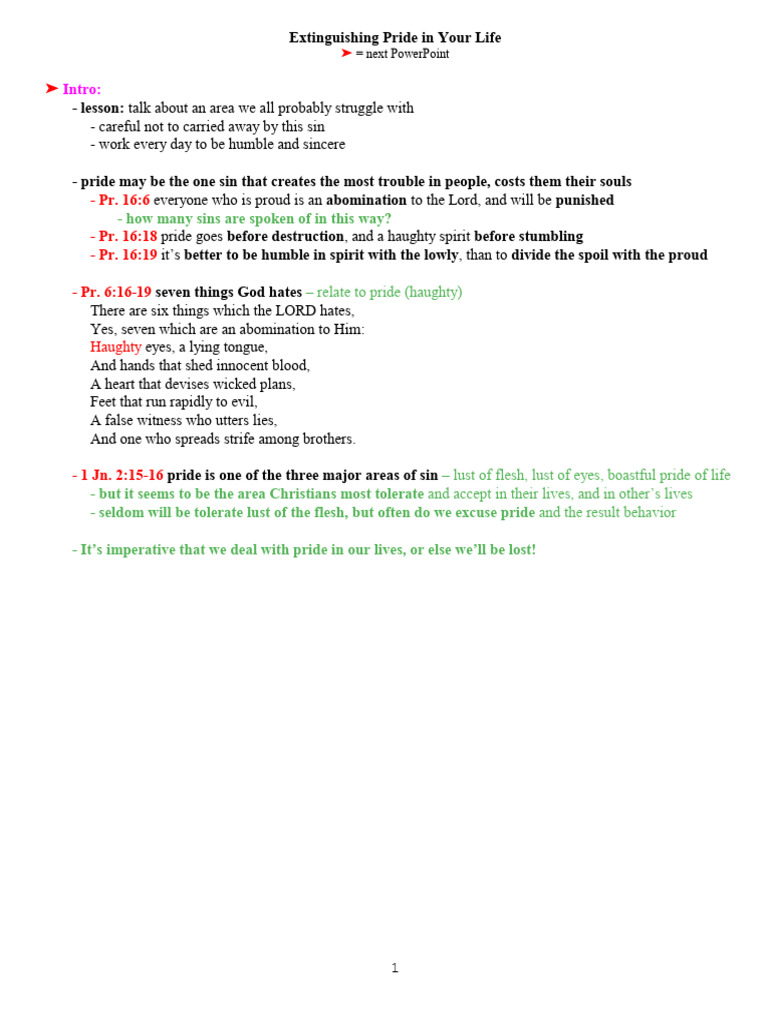 Overcoming Pride: A Biblical Guide | PDF | Pride | Forgiveness