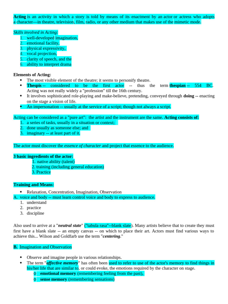 Acting | PDF | Acting | Dances