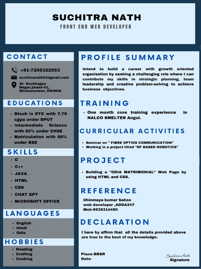 CV of Suchitra Nath | PDF