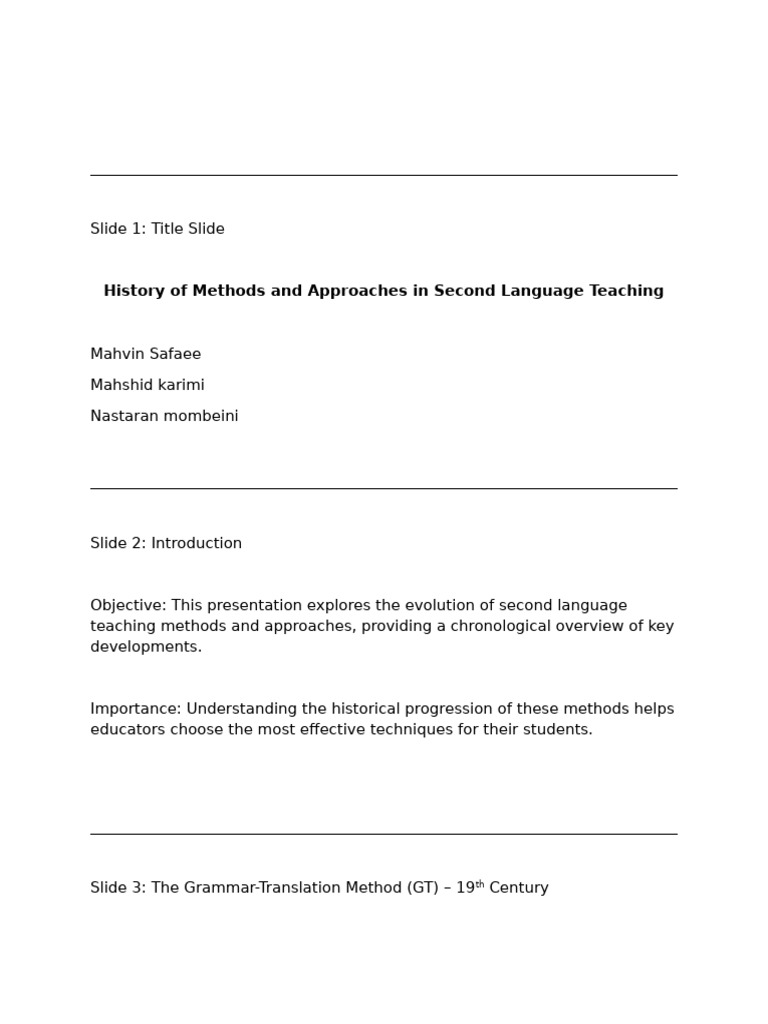 History of All Methods and Approaches in Second Language Teaching | PDF ...