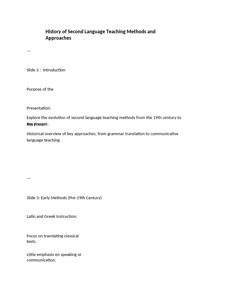 History of Second Language Teaching Methods and Approaches | PDF ... History of Second Language Teaching Methods and Approaches | PDF ...