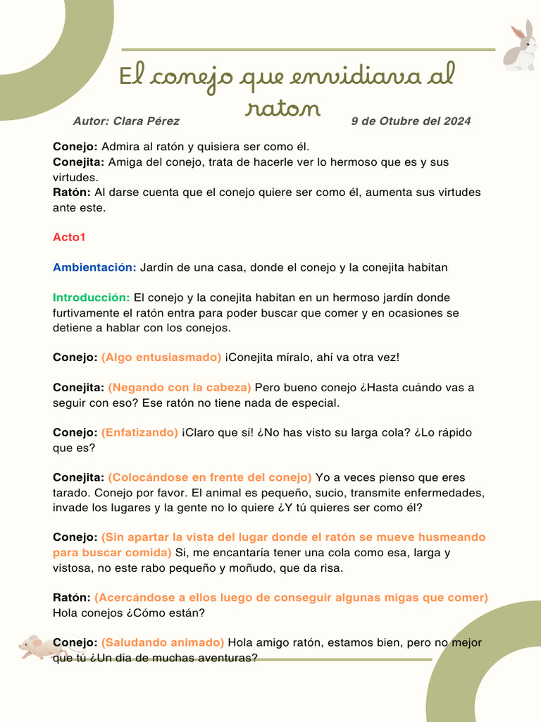 El conejo y su envidia al ratón | PDF | Hogar, jardinería y bricolaje ...