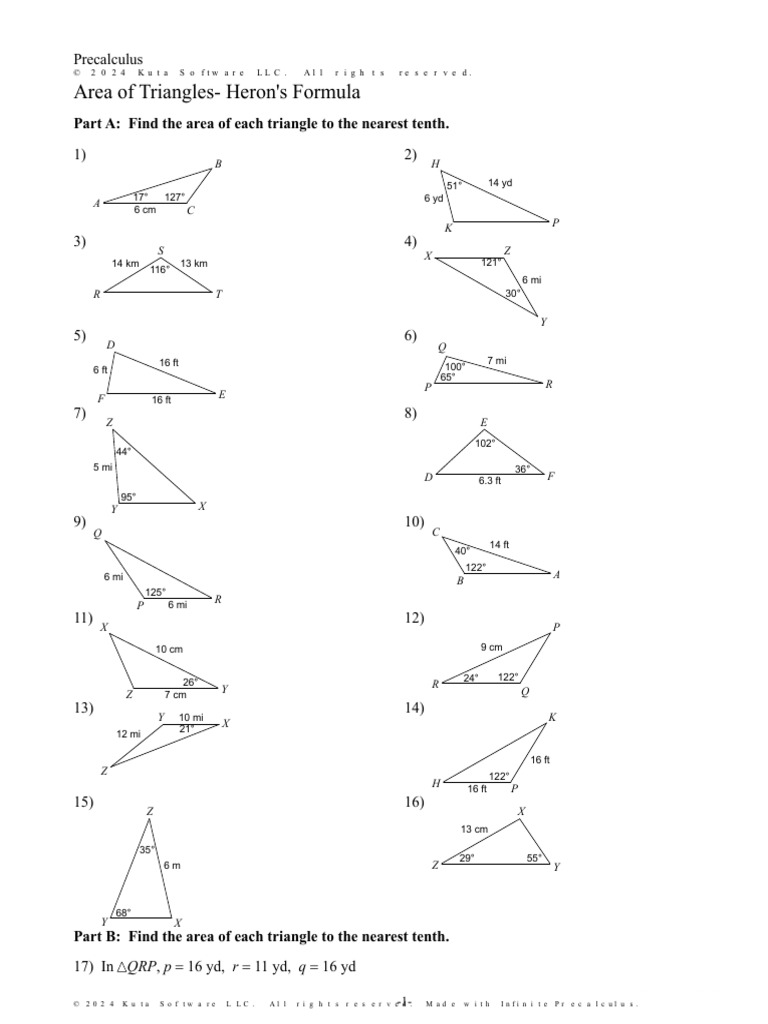 Area of Triangles - Heron's Formula 07 | PDF | Area | Number Theory
