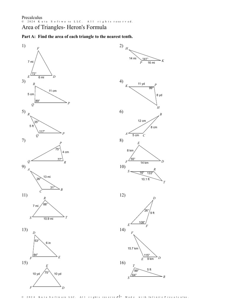 Area of Triangles - Heron's Formula 06 | PDF | Area | Number Theory