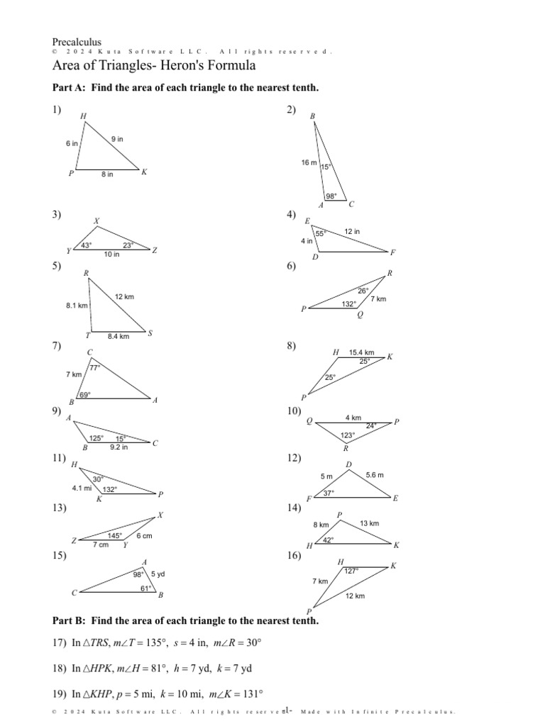 Area of Triangles - Heron's Formula 10 | PDF | Area | Number Theory