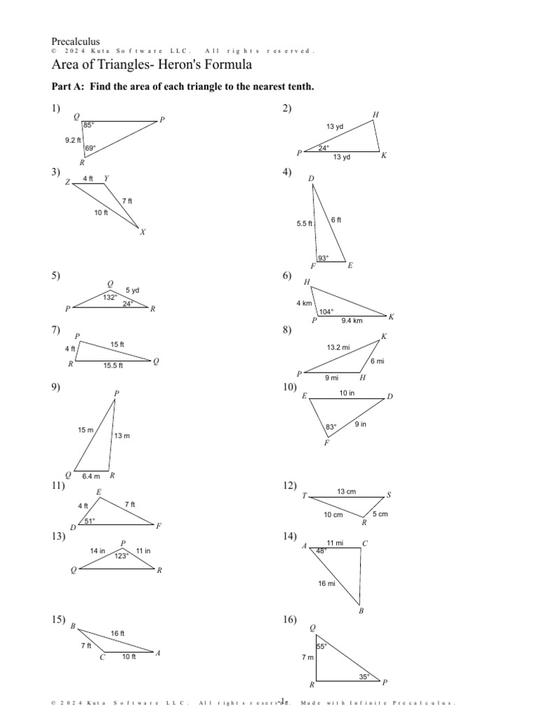 Area of Triangles - Heron's Formula 01 | PDF | Area | Number Theory