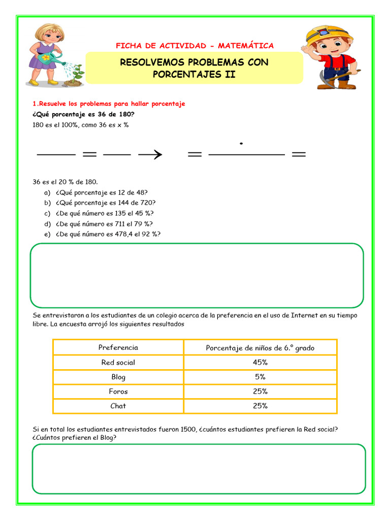 Problemas de Porcentajes y Encuestas | PDF | Porcentaje