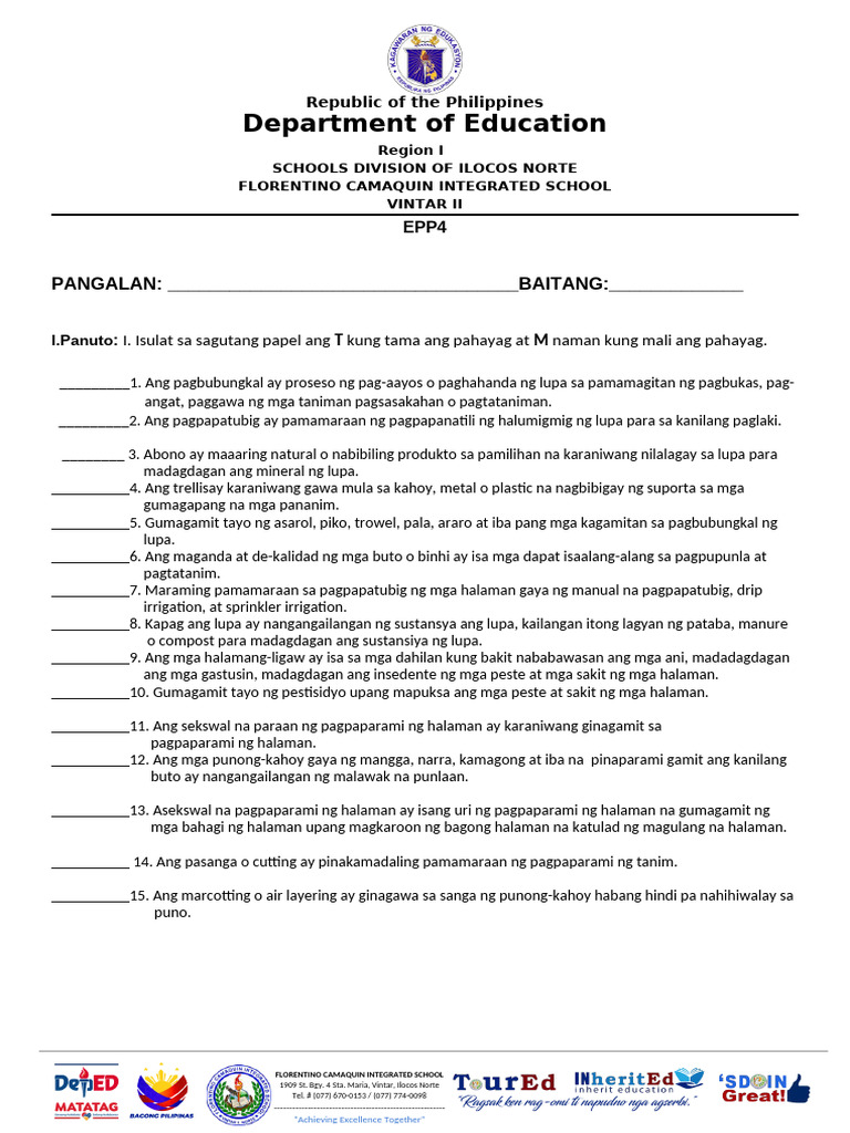 Worksheet Epps | PDF
