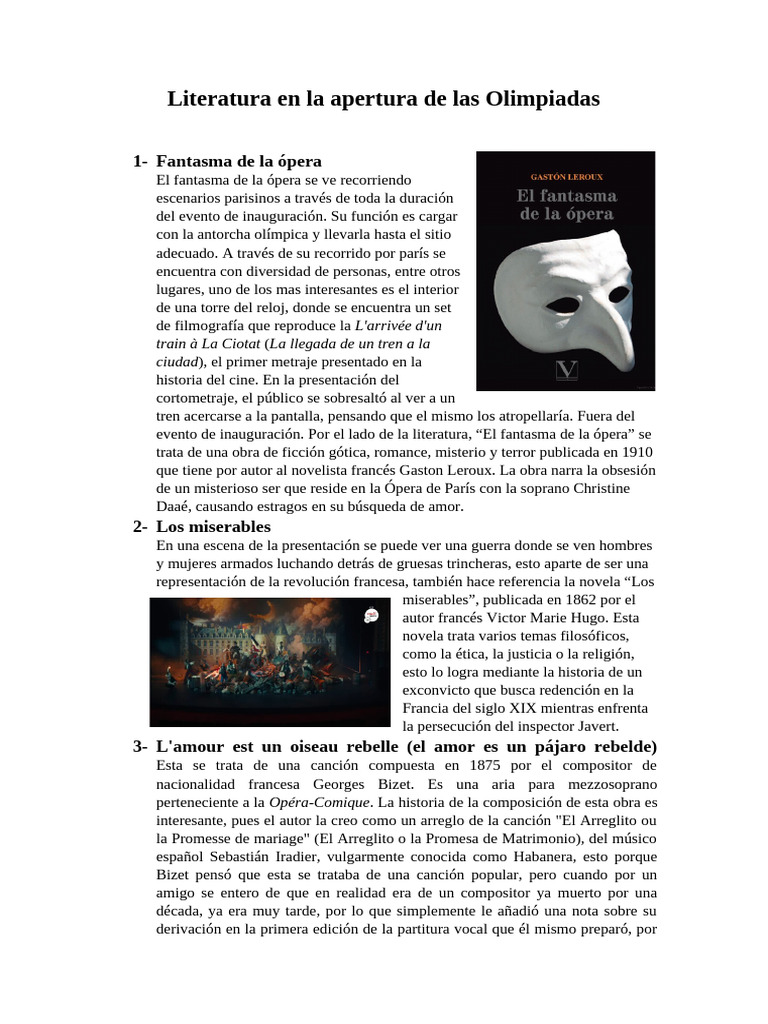 Literatura en La Apertura de Las Olimpiadas | PDF | Arte