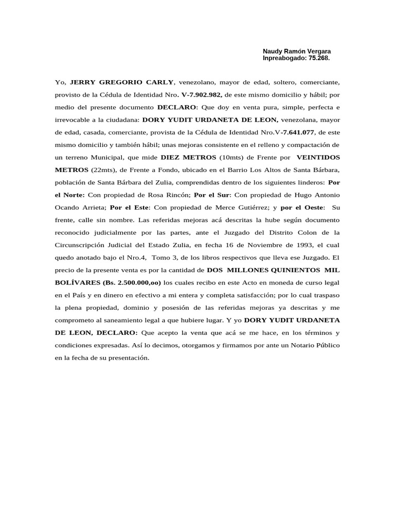 VENTA DE INMUEBLE Calistra | PDF | Política