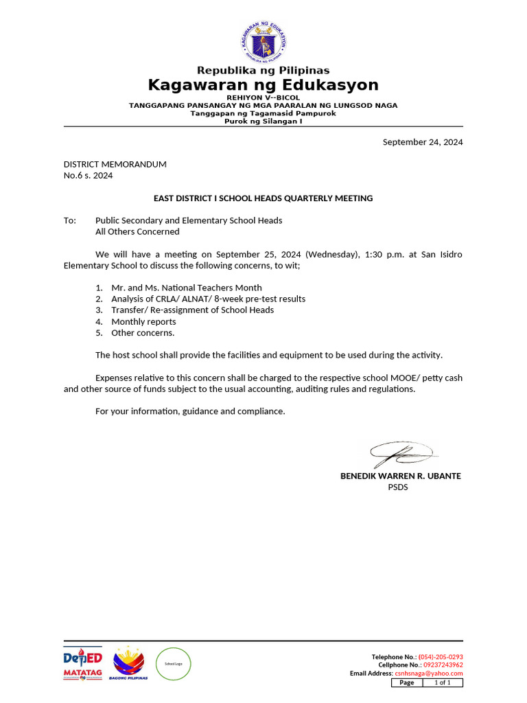 District Memo 6s. 2024 | PDF