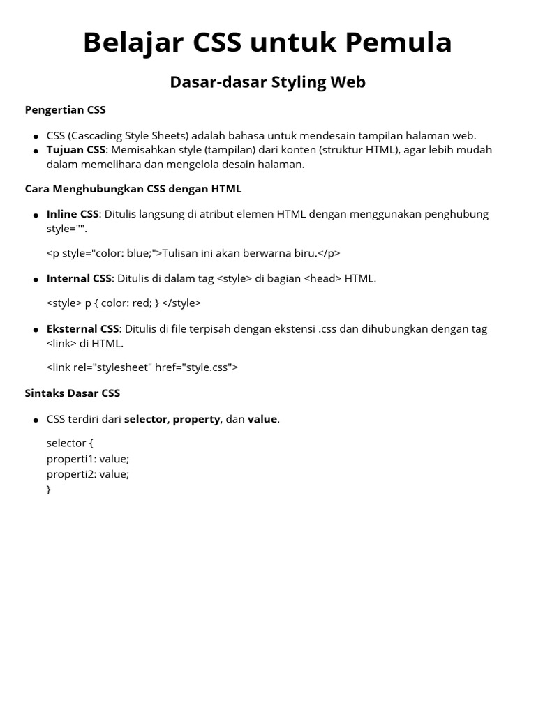 Belajar CSS Untuk Pemula | PDF