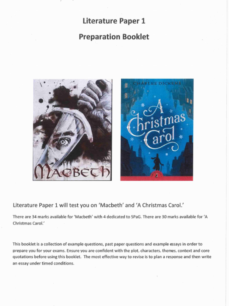 English Literature Paper 1 Preparation Booklet | PDF