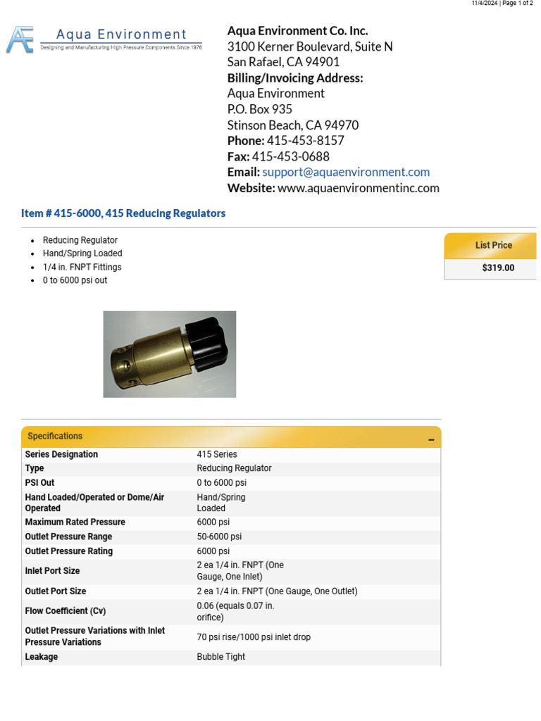 415 6000 415ReducingRegulators | PDF | Mechanical Engineering