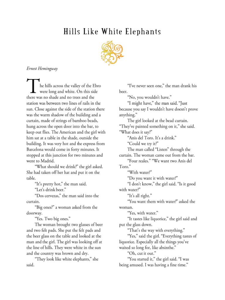 Hills Like White Elephants | PDF