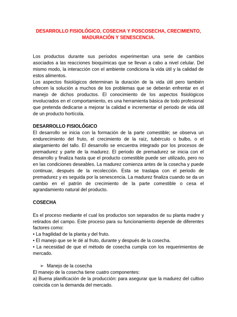 Cosecha y Poscosecha | PDF | Cosecha | Vegetales