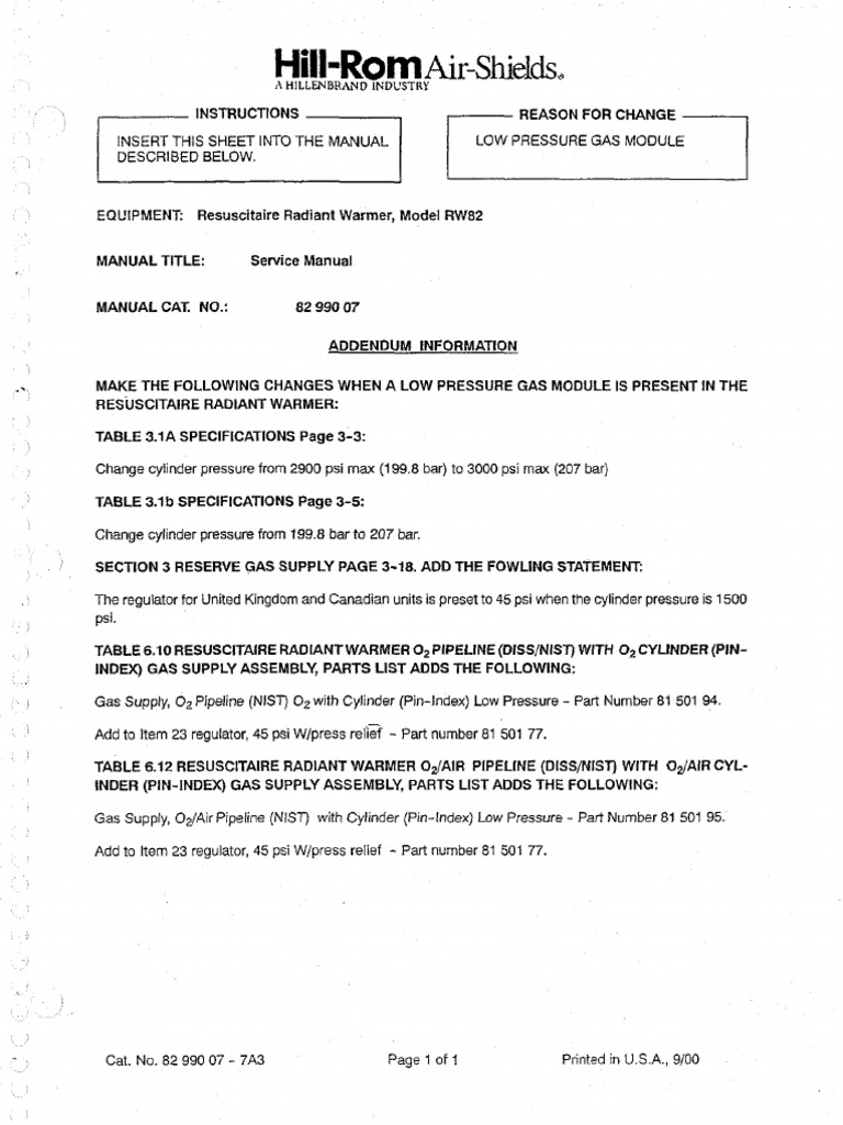 Resuscitaire Warmer Service Update | PDF | Phases Of Matter | Applied And Interdisciplinary Physics