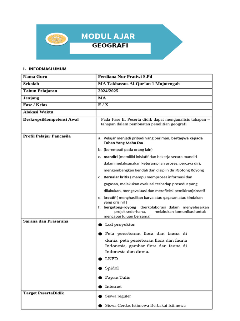 Modul X 6 Fenomena Geosfer | PDF